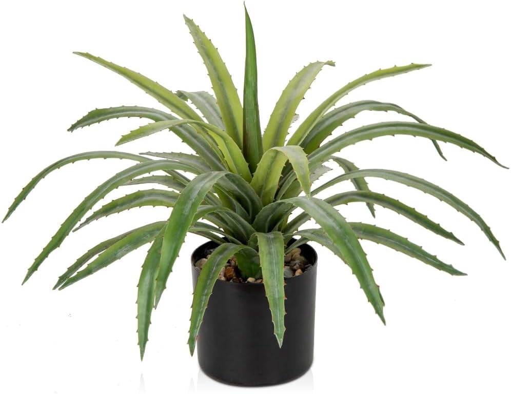 Agave Plant Artificial 17 Inch Fake Potted Plant Large Succulent Fake ...