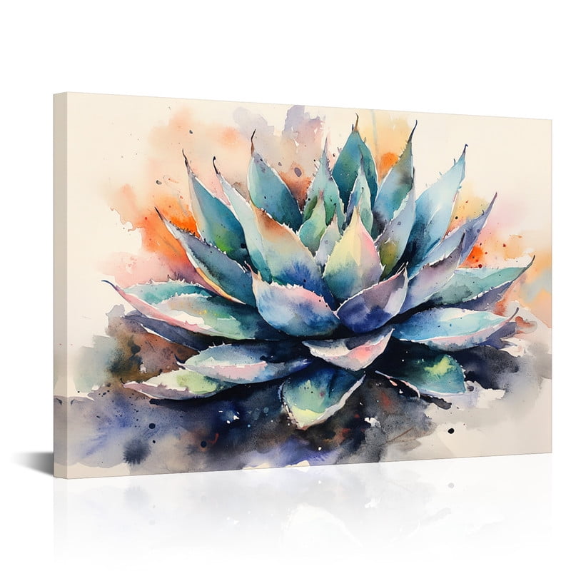 Agave Plant Watercolor Style Canvas Prints Framed Wall Art Decor ...