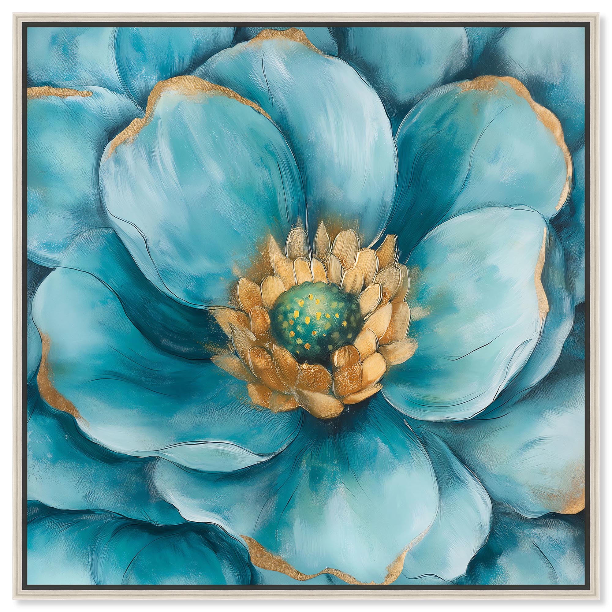 Agave Teal Bloom Canvas Flower Art by Art Remedy, Silver Frame, 30" x ...