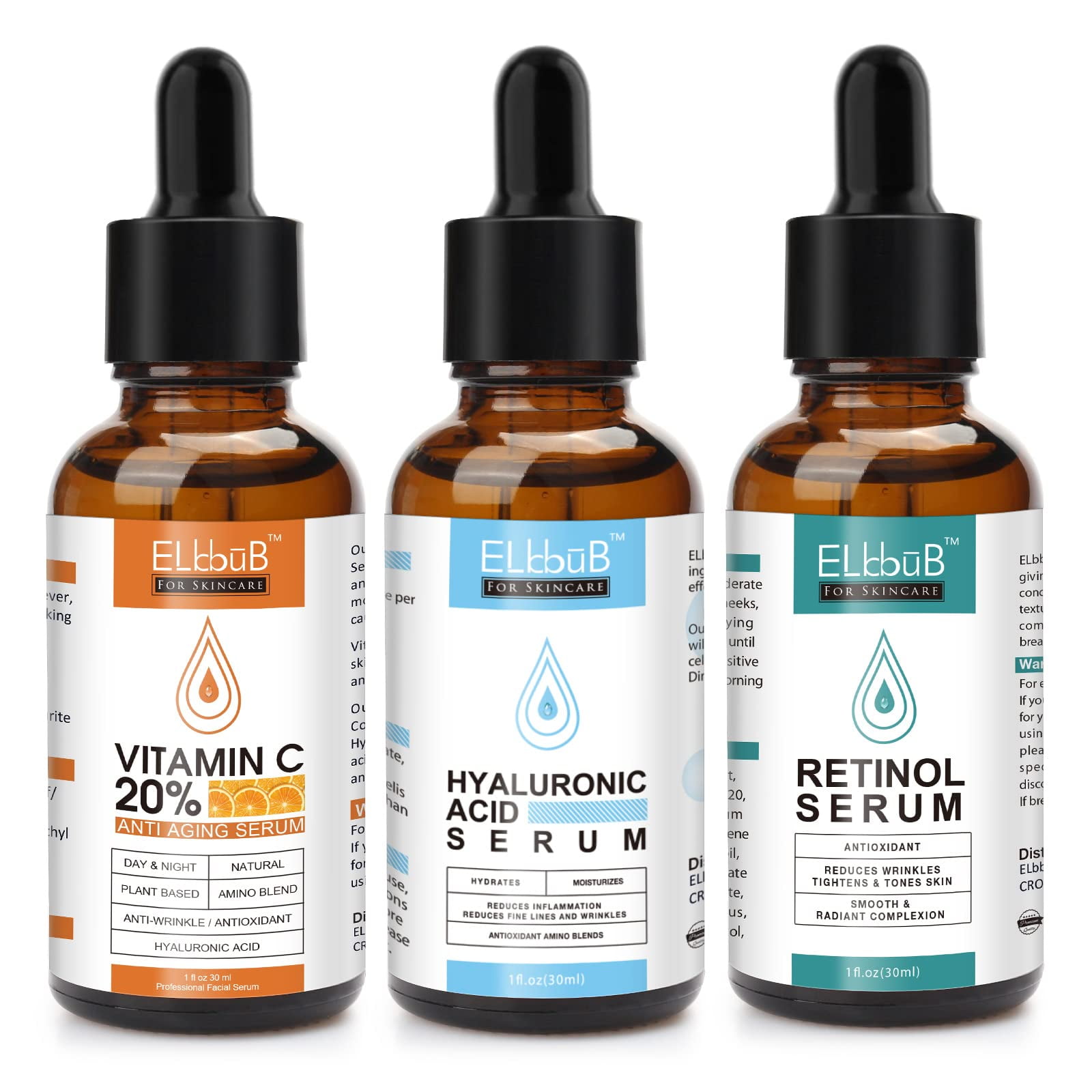 Age Defying Facial Serum 3 Pack, Vitamin C Serum, Retinol Serum and ...