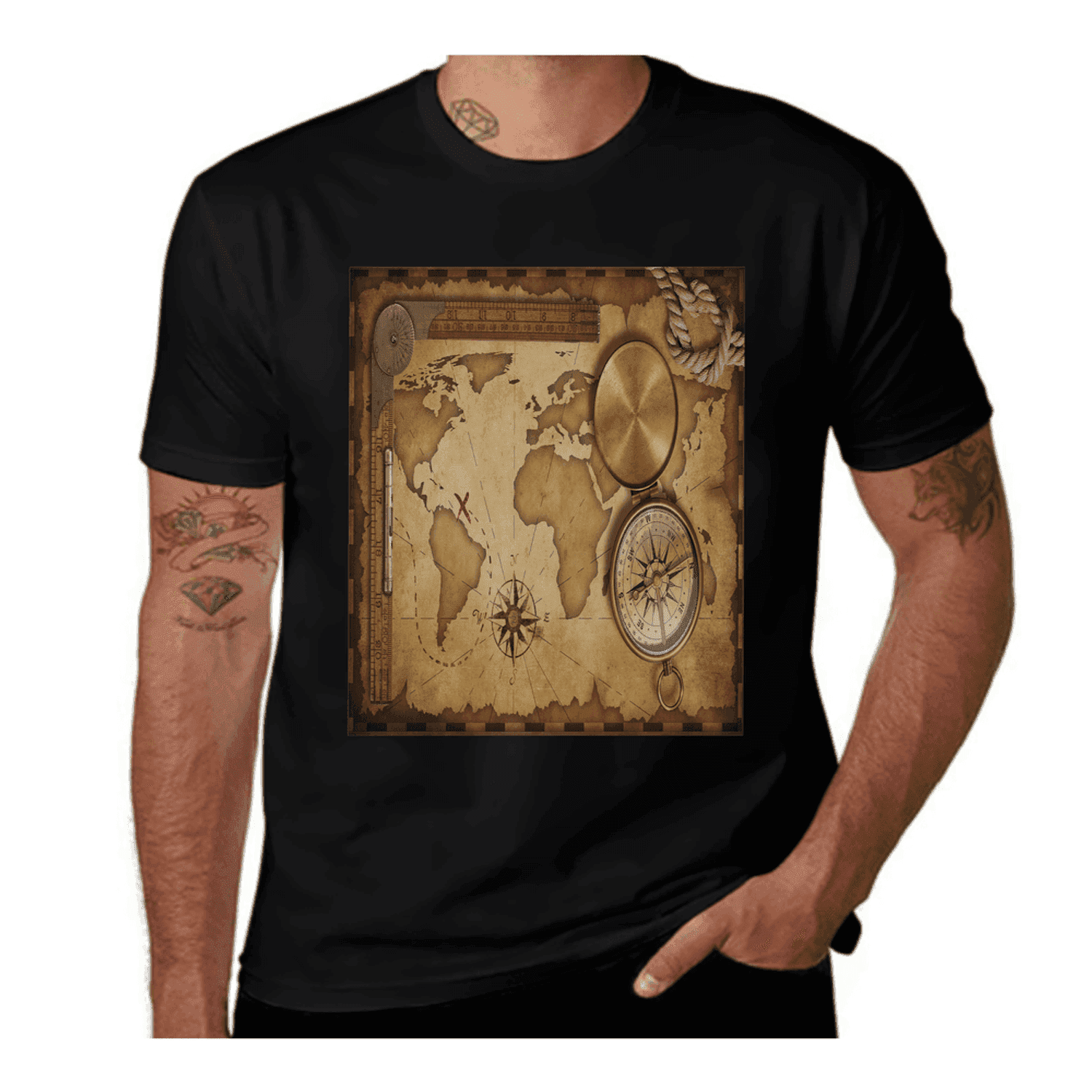 Aged Antique Treasure Map-Map-Pale Brown-Brown Casual Streetwea ...