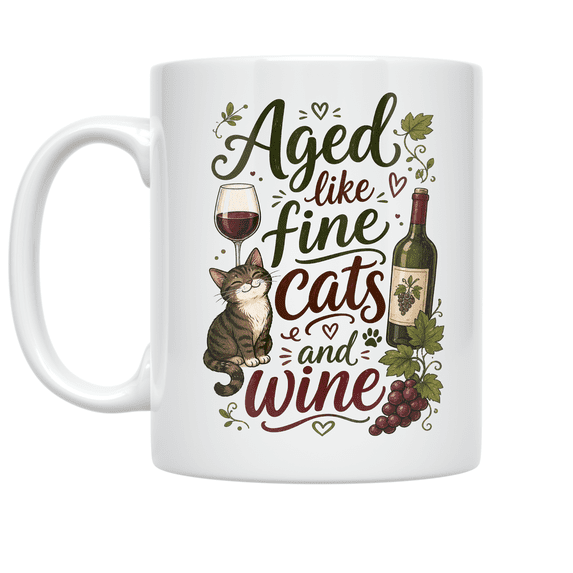 Aged Like Fine Cats and Wine - Eco Tourism Advocate - 11 oz Ceramic ...