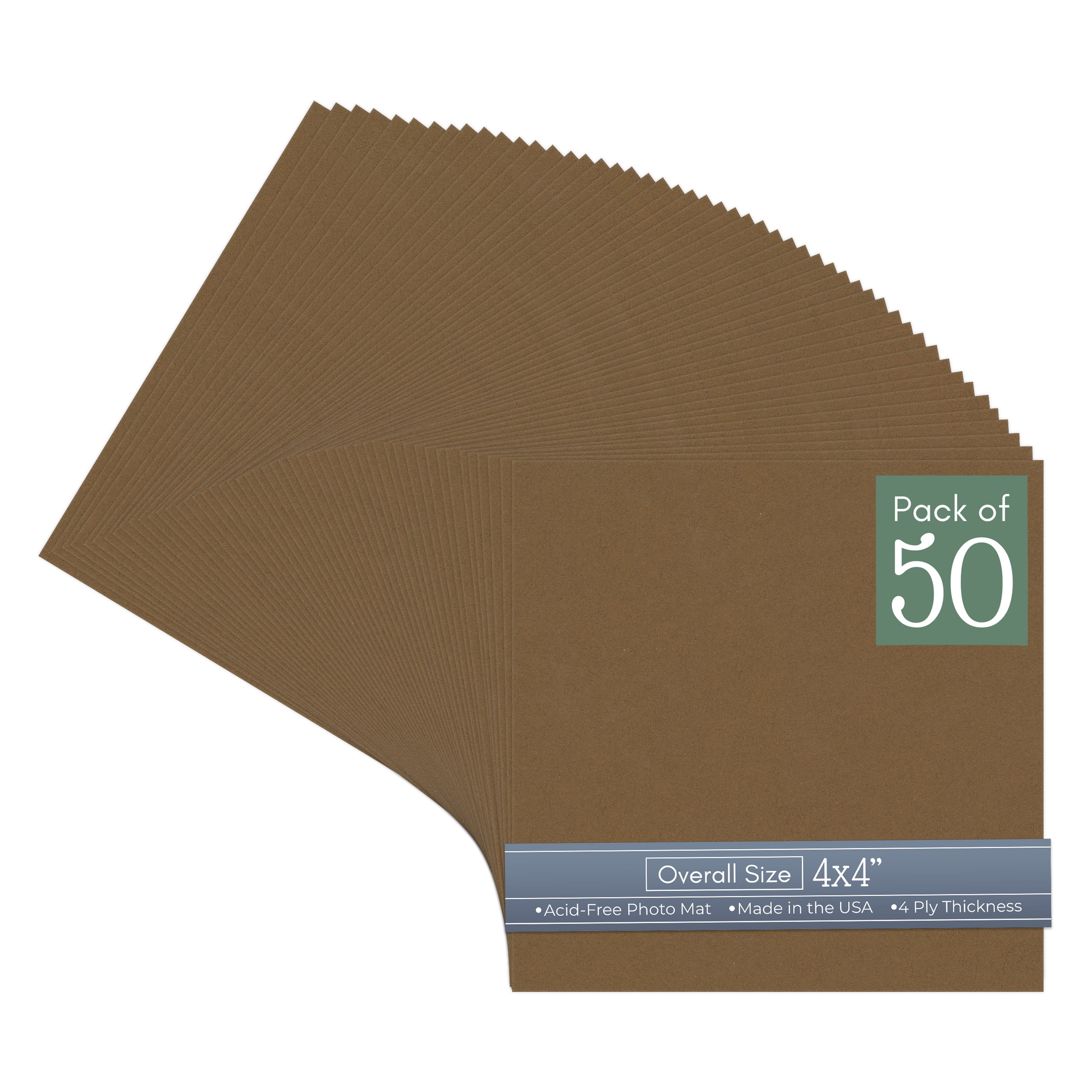 Aged Oak Brown 4x4 Inch Uncut Art Mat Board - No Opening - 50 Mats ...