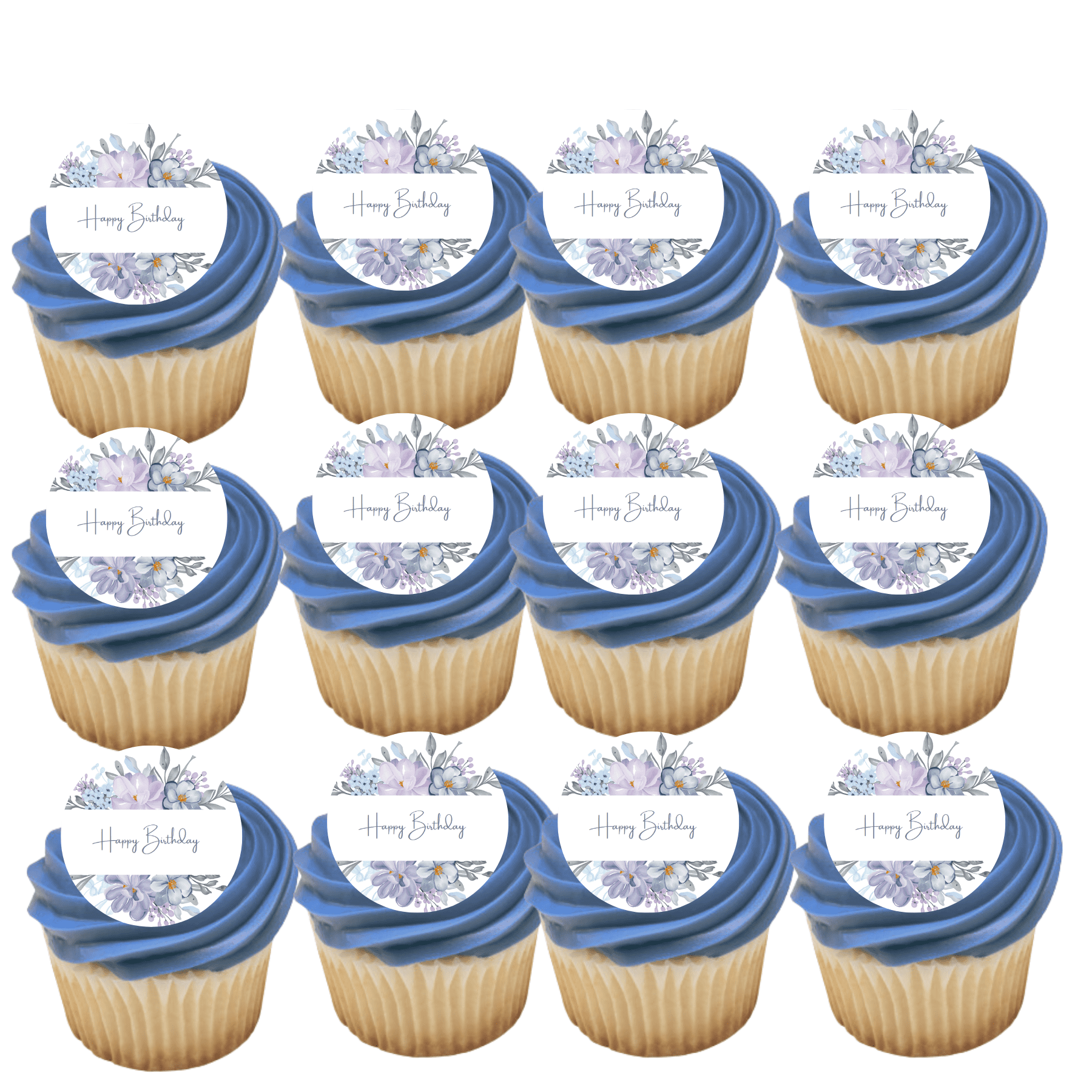 Aged Perfection 12 - 2 inch Happy Birthday Cookie Cupcake Edible ...