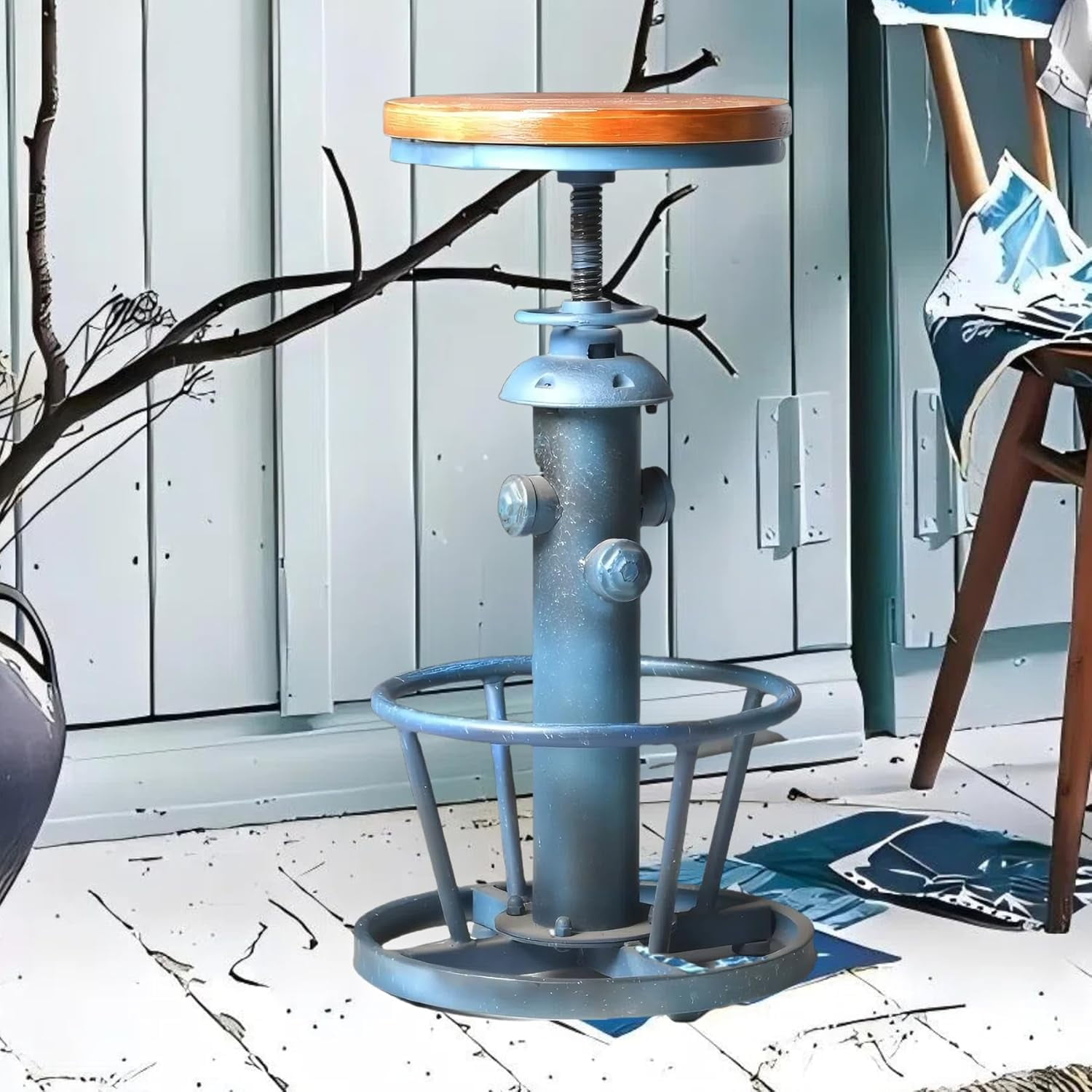 Aged Steampunk Deco Industrial Round Bottom Adjustable Height Cafe ...