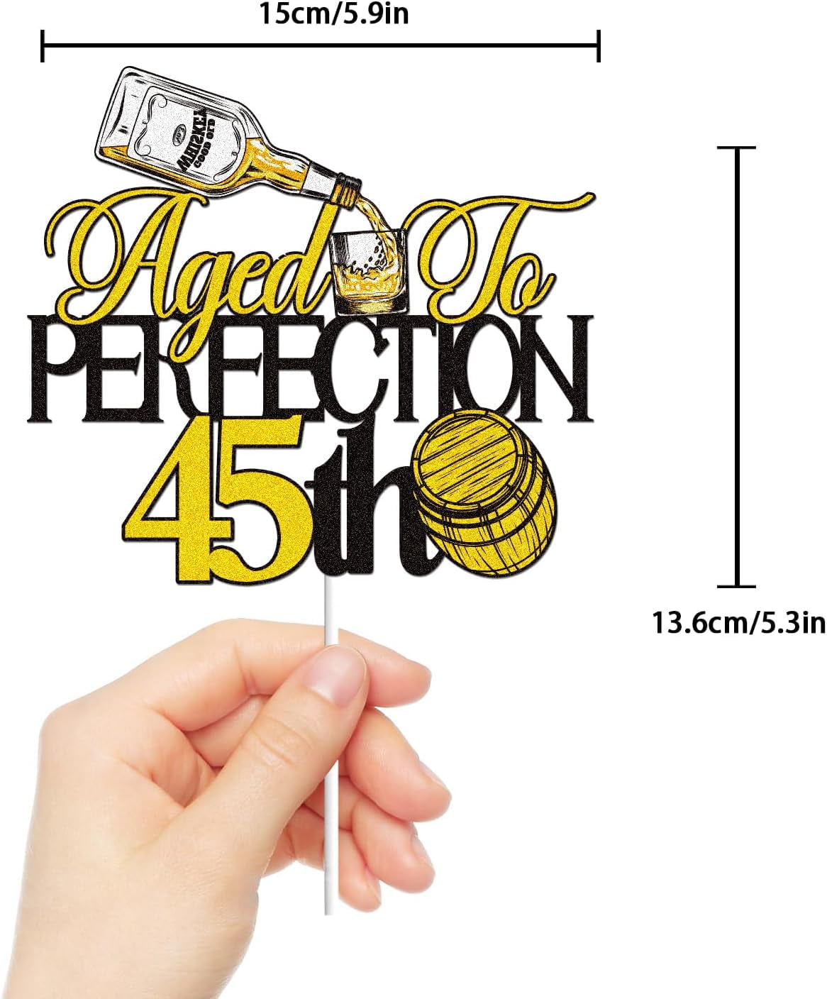 Aged To Perfection 45th Birthday Cake Toppers Whiskey Forty Five 45