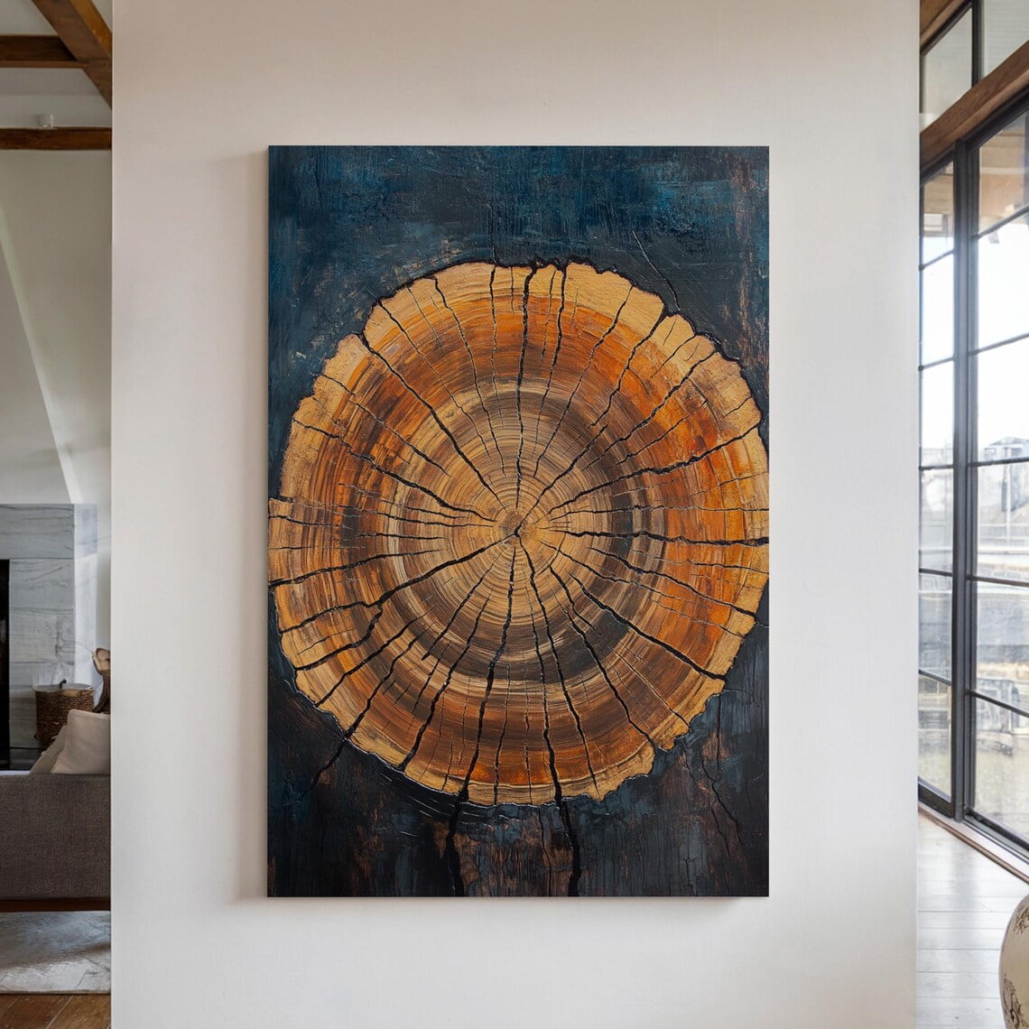 Aged Tree Rings Art Print – Natural Wood Cross-Section, Rustic Wall ...