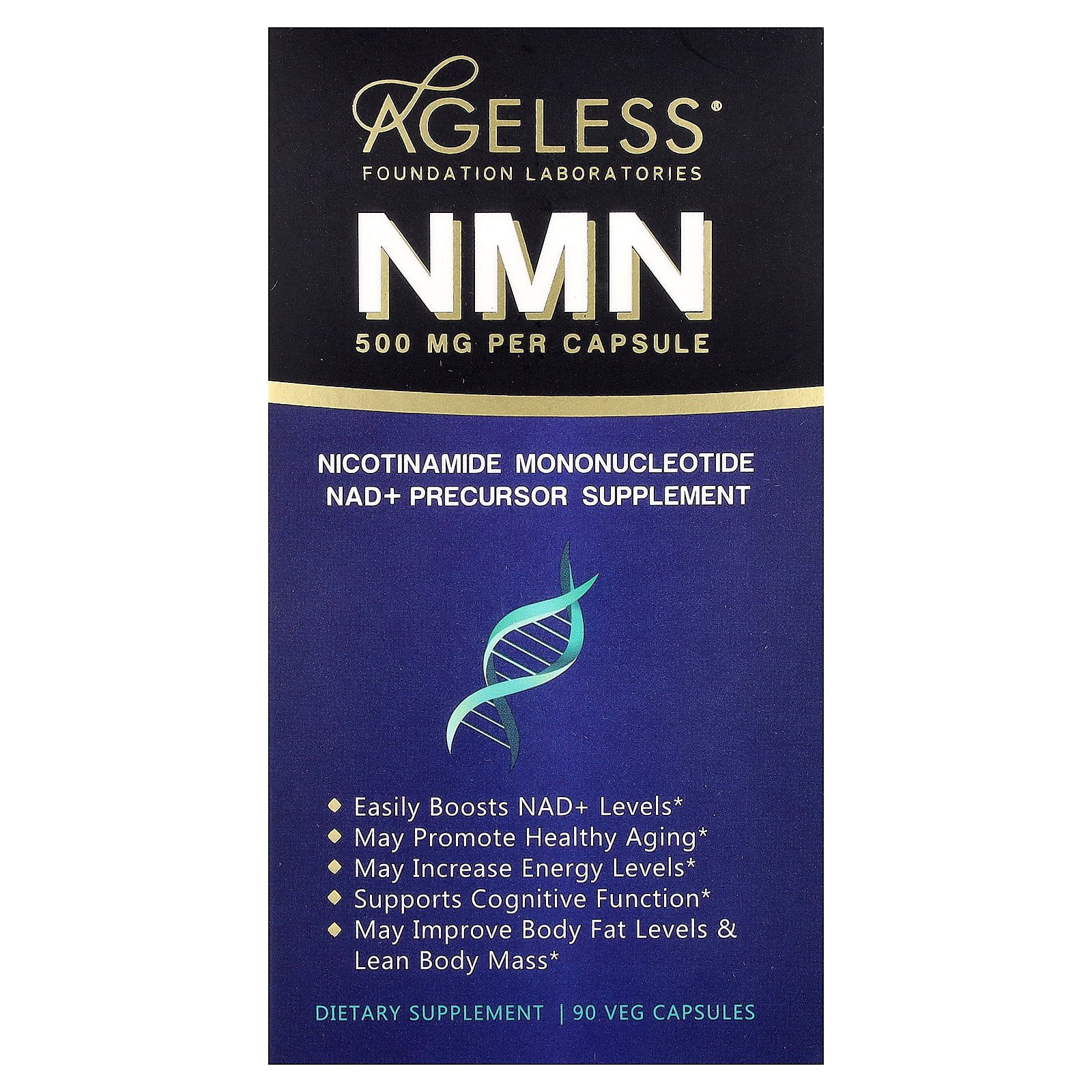 Ageless Foundation Laboratories NMN, 500 mg, 90 Veg Capsules - Walmart.com