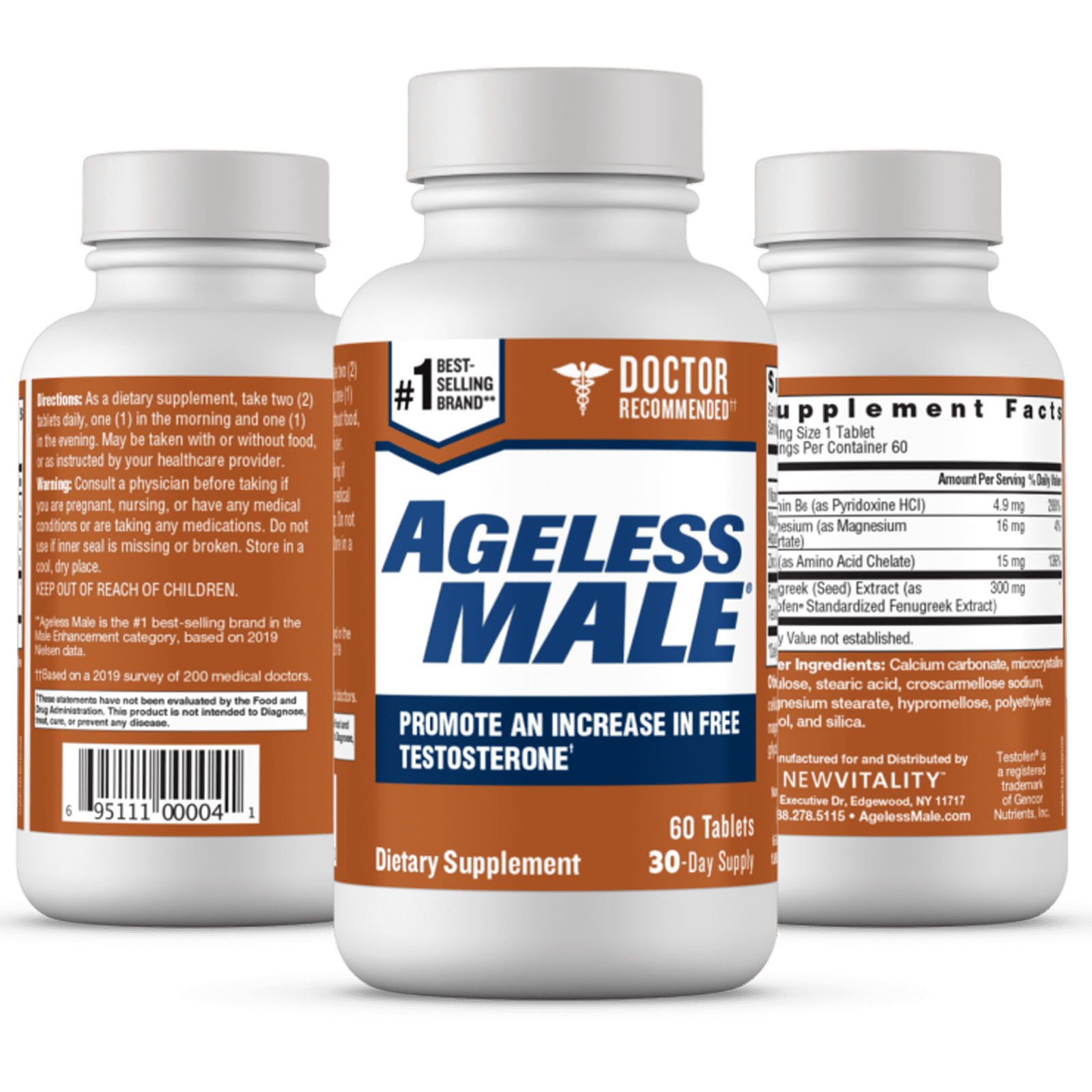 New Vitality Ageless Male Testosterone Booster, 60 Tablets - Energy ...