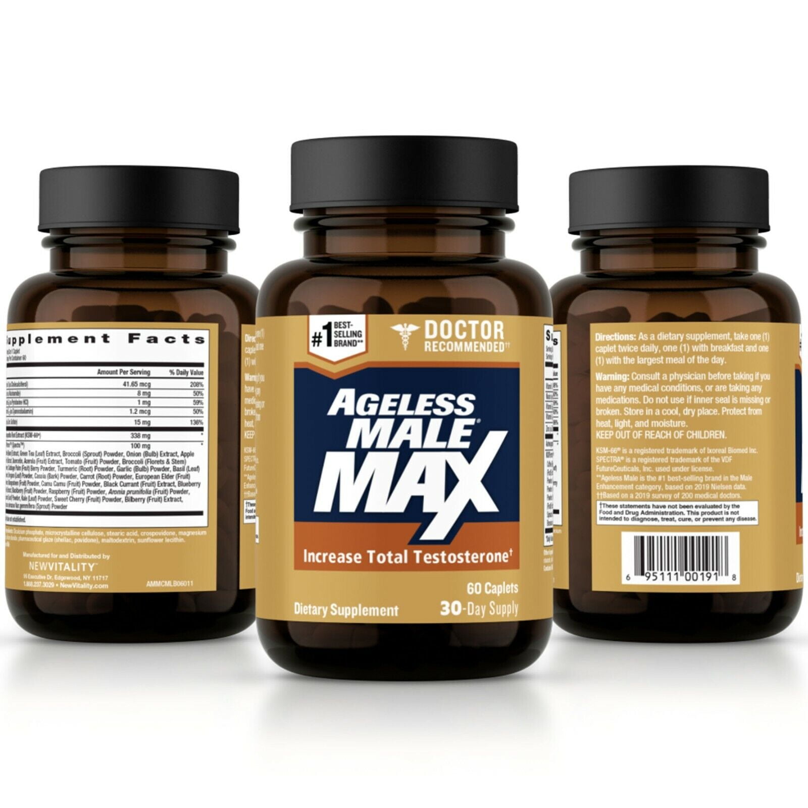 Ageless Male Max Testosterone Booster by New Vitality - 60 Caplets ...