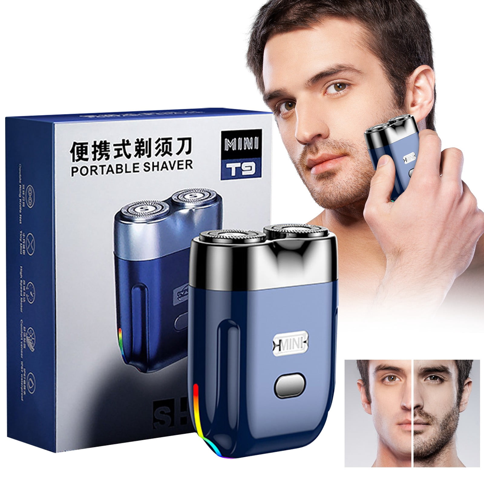 Ageoie Blue Shave Clearance! New Model Mini Head Shaver Mini Head Mini ...