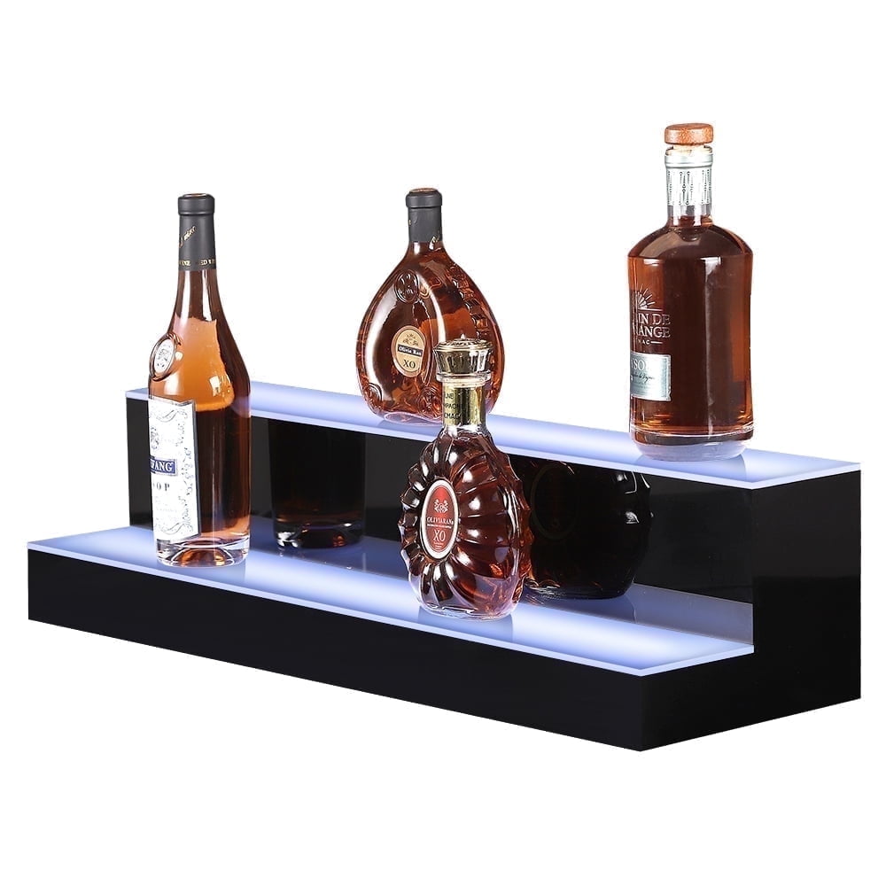 Ageszoe 2 Tier, 30 inch LED Liquor Shelf with Remote Control Acrylic ...