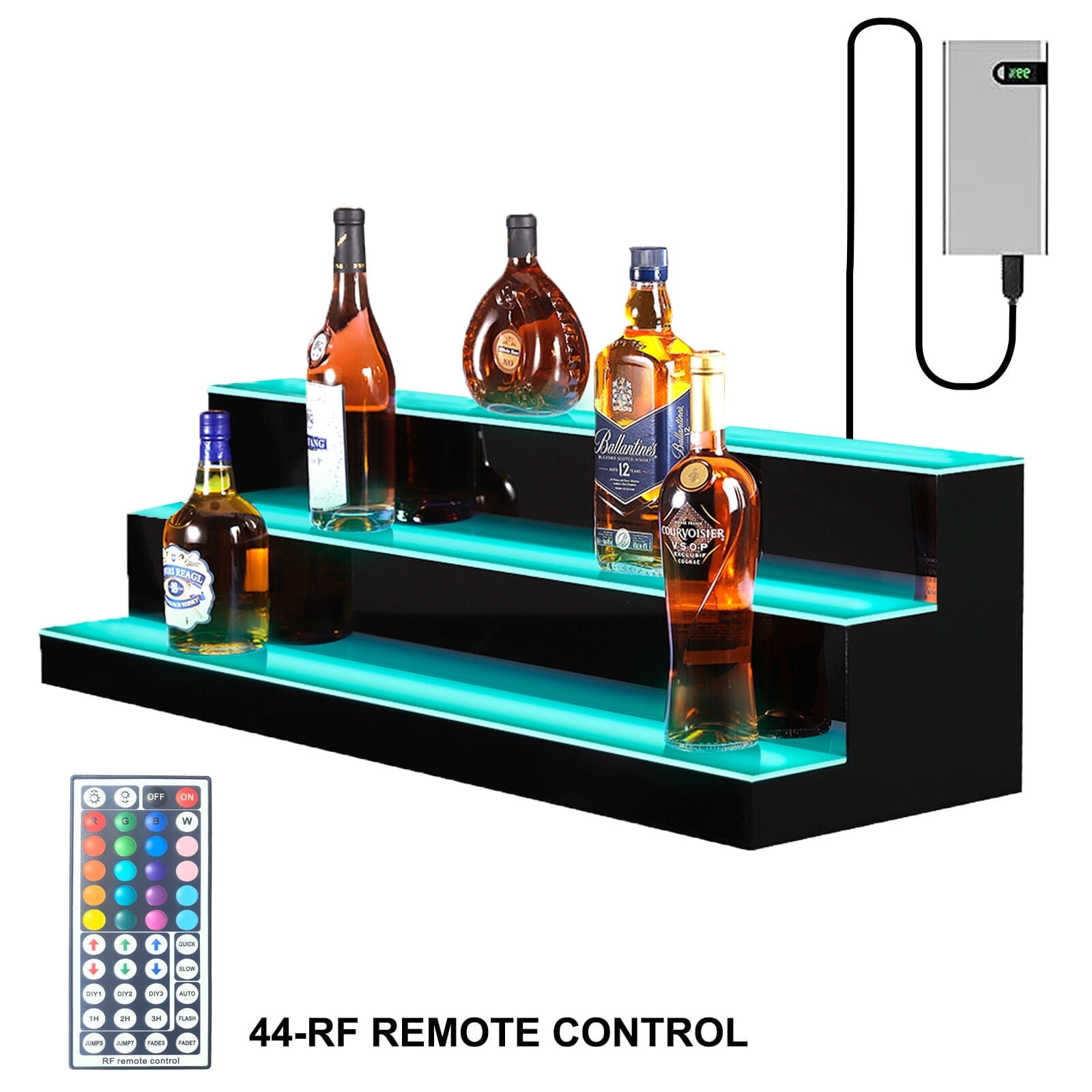 Ageszoe 3-Step Bar Shelves with Adjustable LED Color Lighting,40 ...