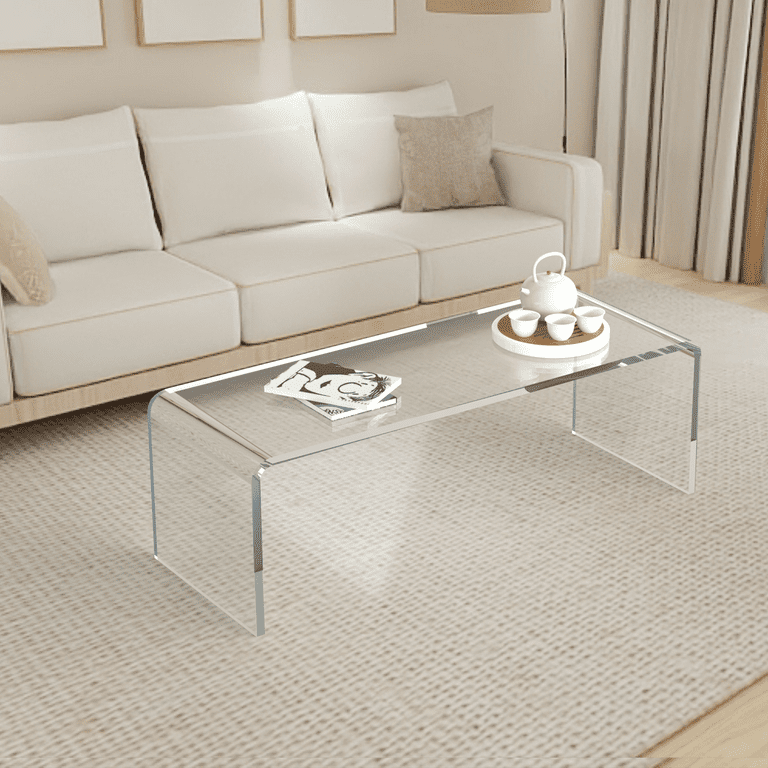 Ageszoe Large Top Acrylic Coffee Table 44 L x 16 W x 16 H Clear Unique for Living Room Walmart