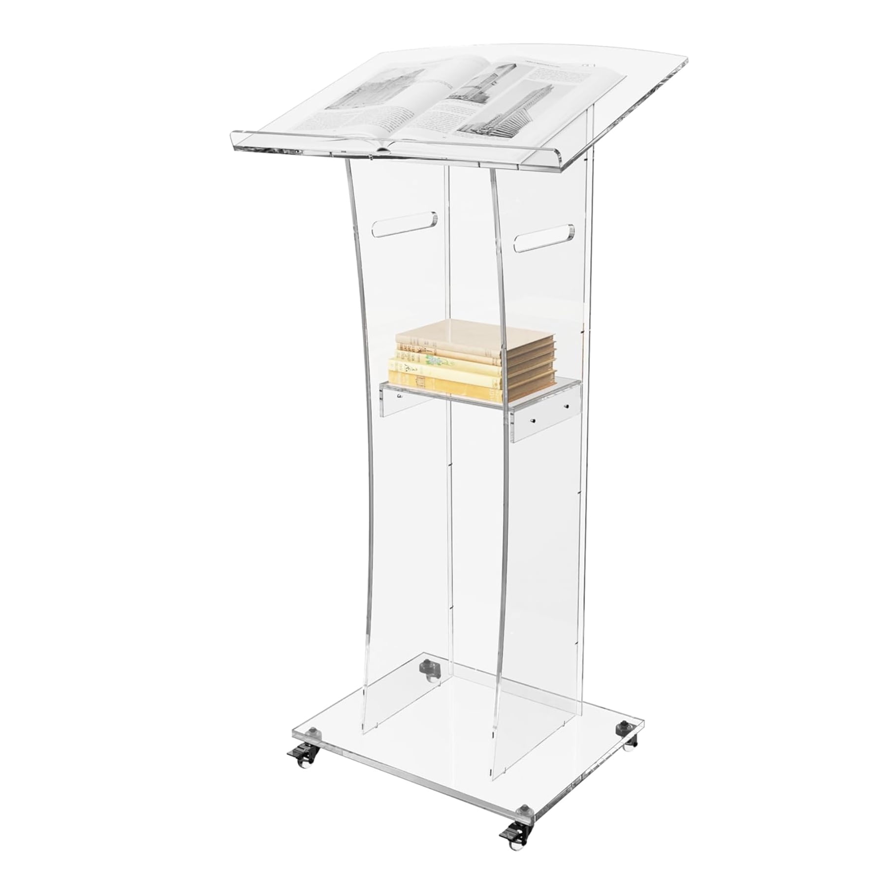 Ageszoe Modern Acrylic Clear Floor Lectern with Storage Shelf, 47"H for ...