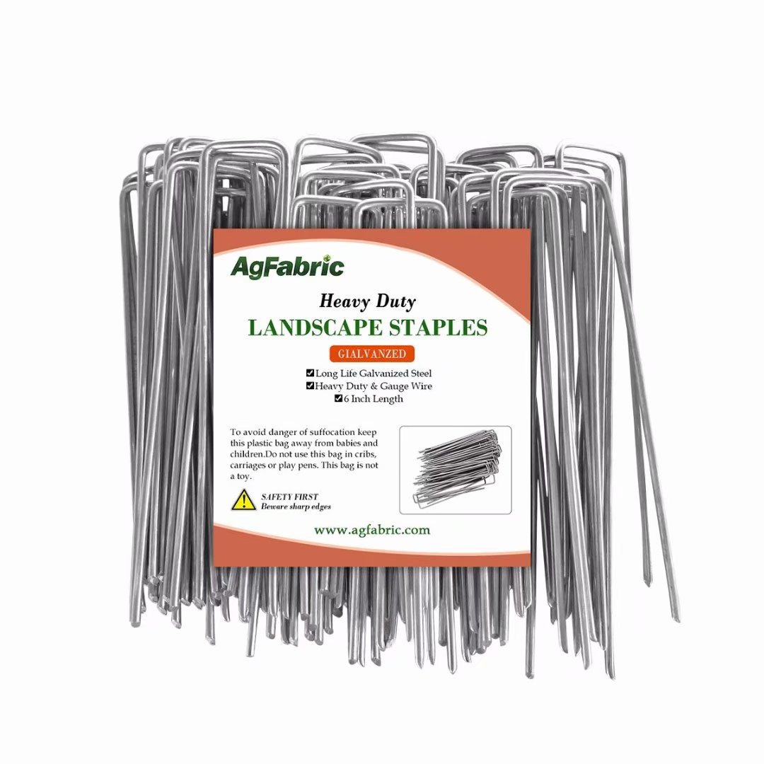 Agfabric 50 -Pack Anti-Rust Galvanized Ground Staples Heavy-Duty Steel ...