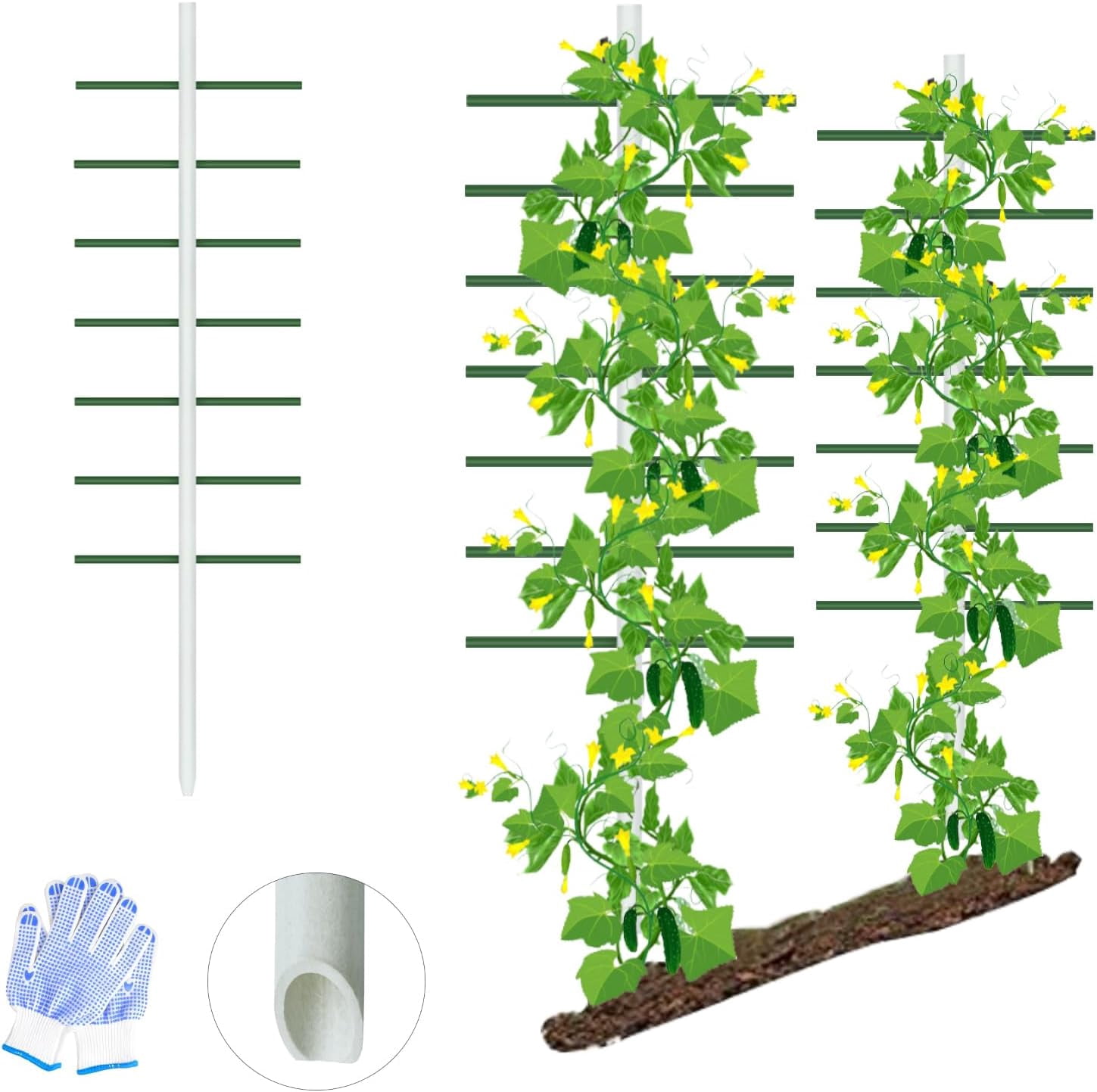 Agfabric 5ft Garden Trellis for Climbing Plants Outdoor, Round Tower ...