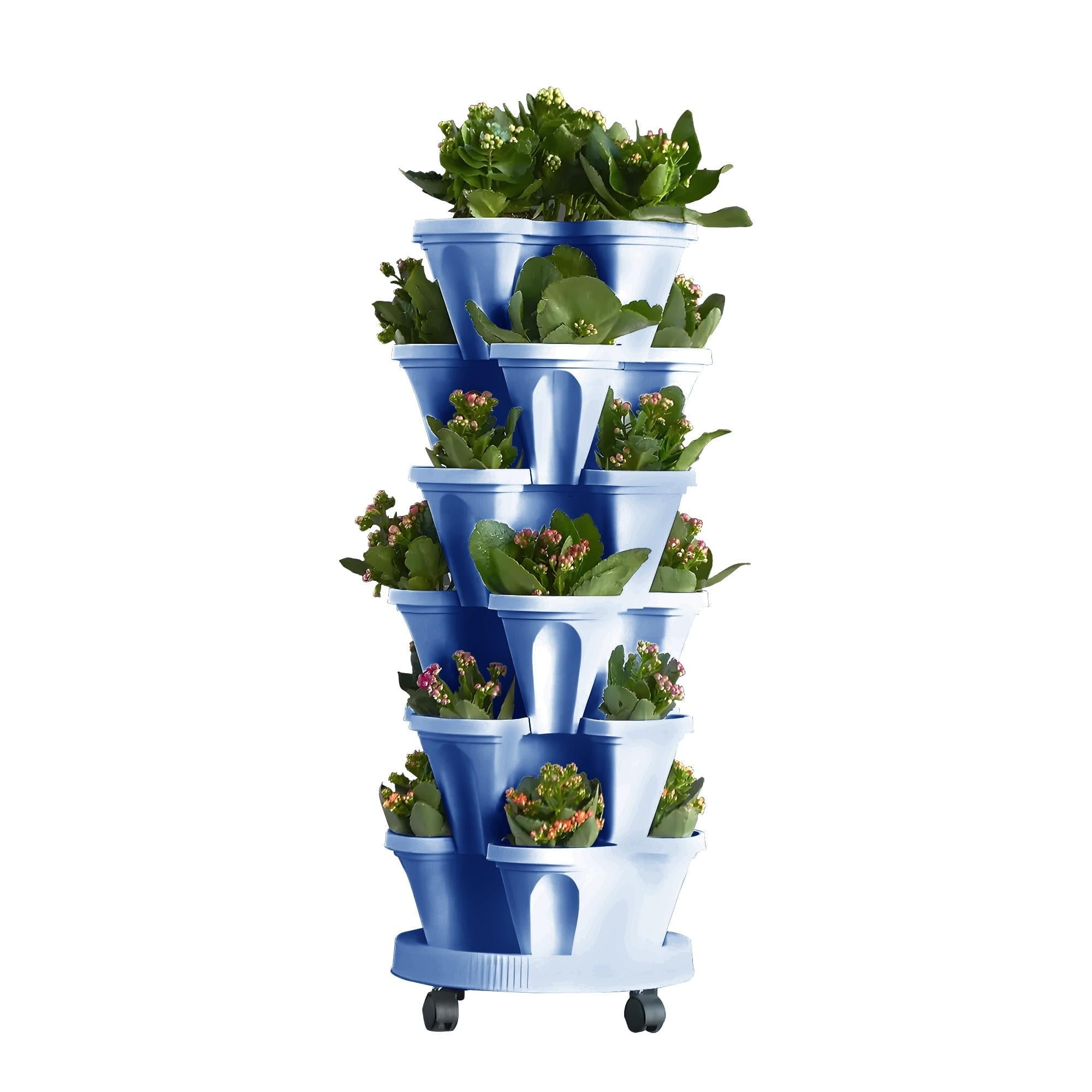 Agfabric 6-Tier Plastic Vertical Stackable Planter Tower with Removable ...