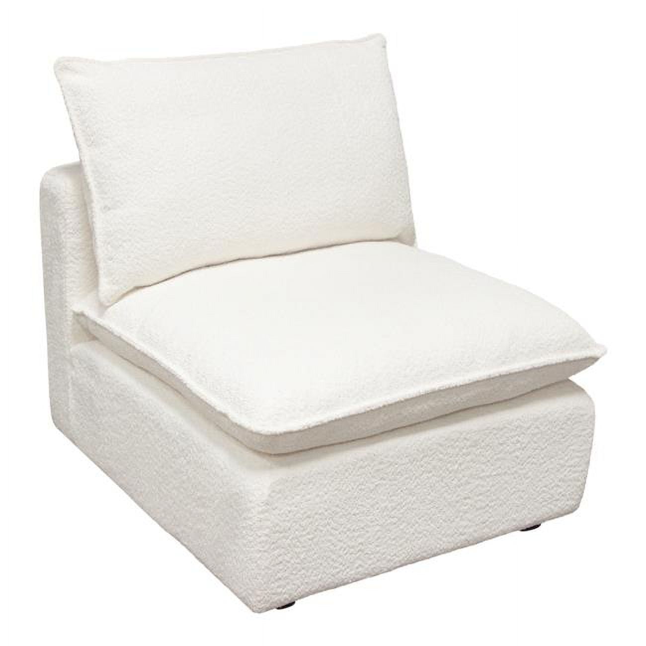 Agg 37 Inch Armless Chair, Feather Down Seat, White Faux Sheepskin ...