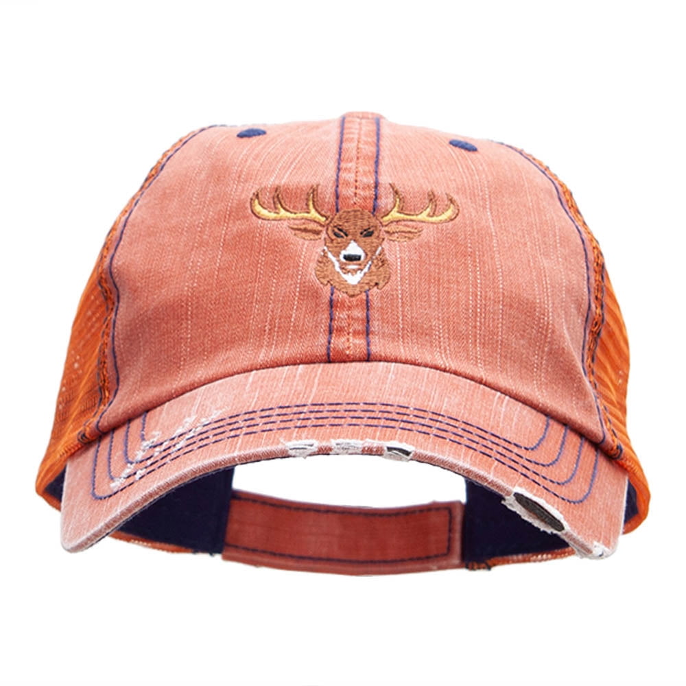 Aggressive As Buck Embroidered Frayed Mesh Cap - Orange OSFM - Walmart.com