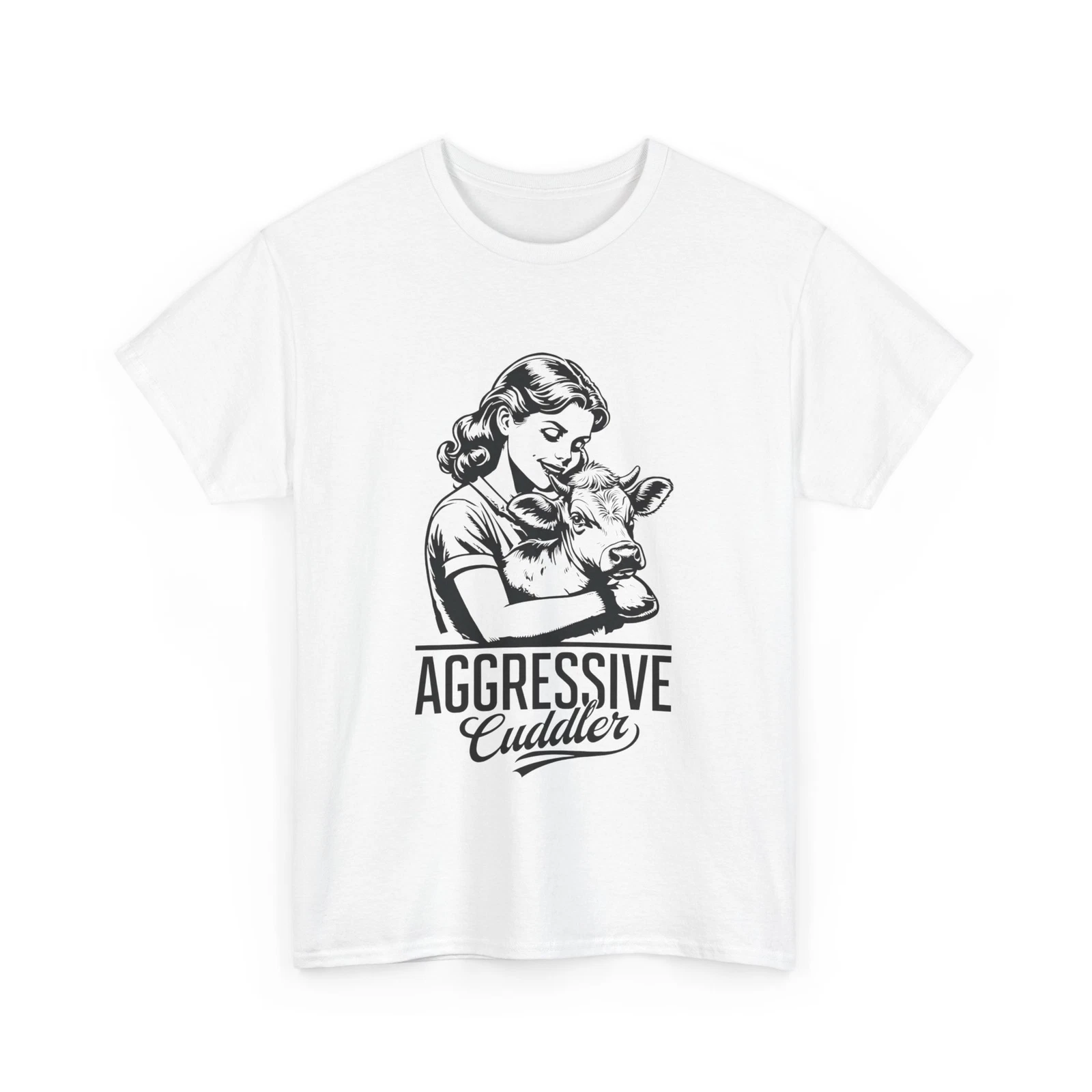 Aggressive Cuddler Cow Cotton Tee Funny Animal Shirt Farm Homestead ...
