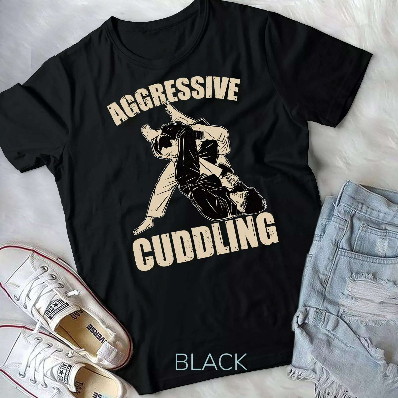 Aggressive Cuddling, Funny Jiu Jitsu and BJJ Fighter Themed Graphic ...