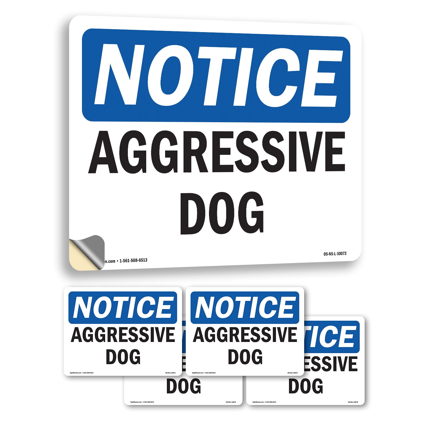 Aggressive Dog OSHA Notice Vinyl Decal Label 7 Inch x 5 Inch - 5 Pack ...