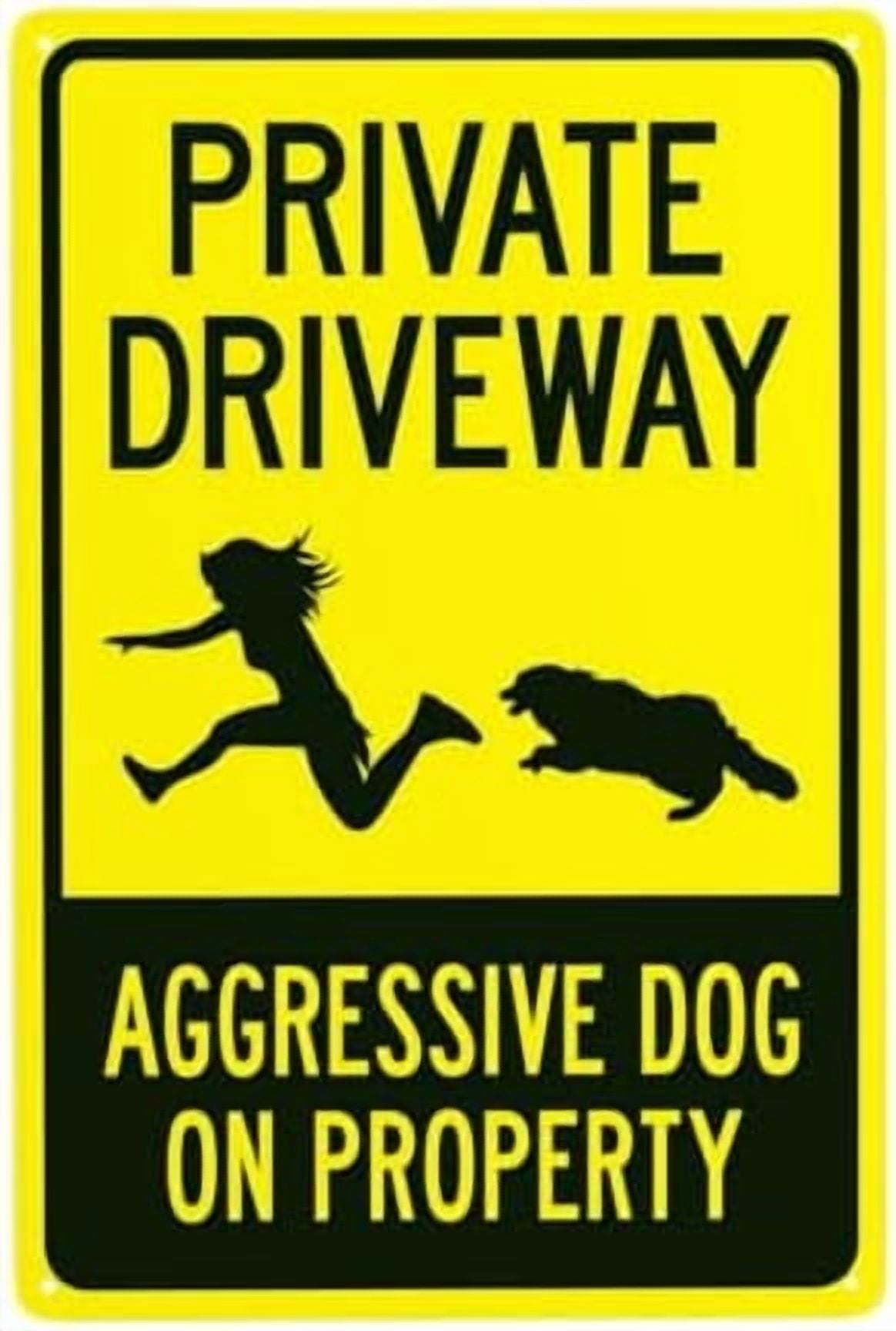 Aggressive Dog On Property With Graphic Warning Sign, Driveway Metal ...