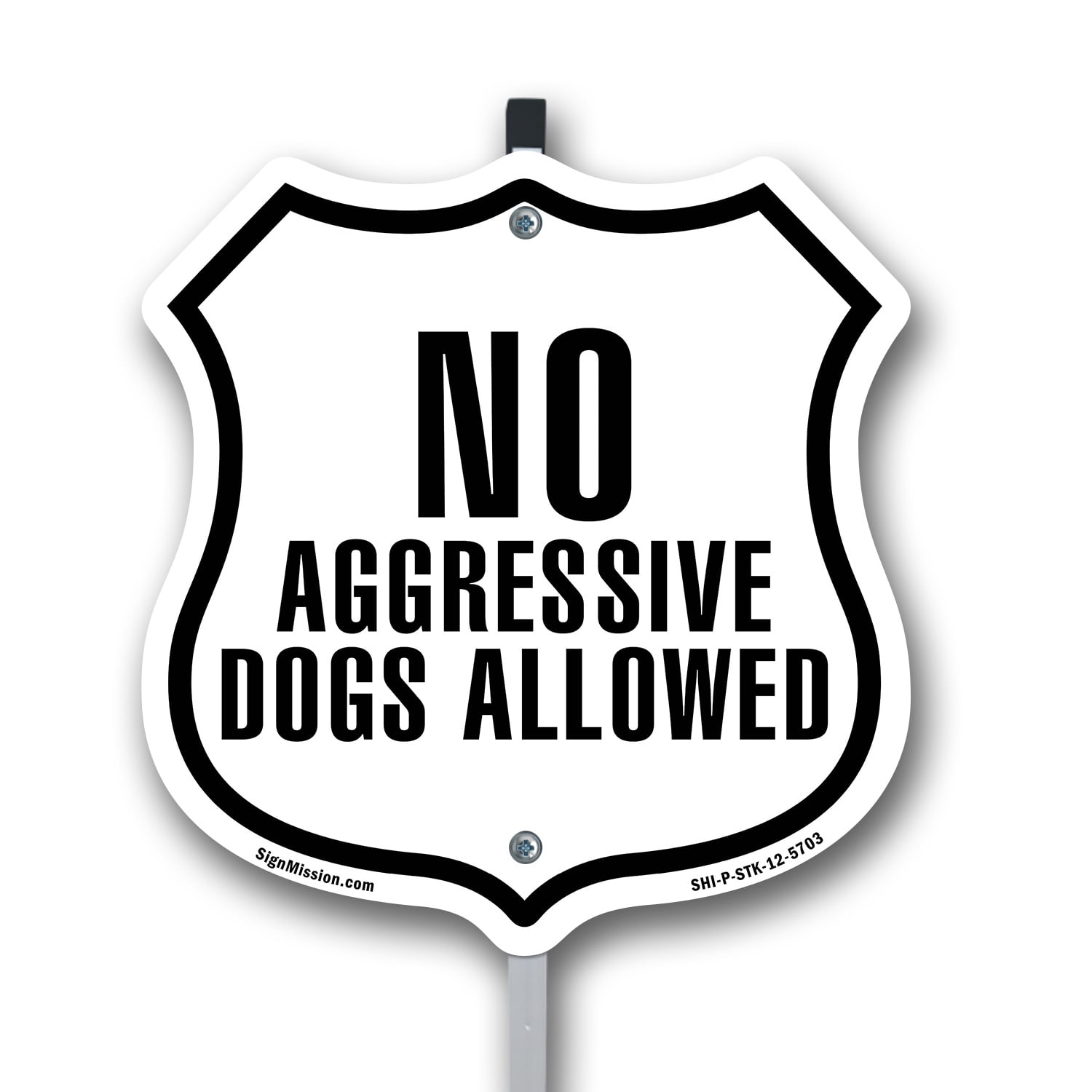 No Aggressive Dogs Allowed 12 inch X 12 inch Shield Shaped Commercial ...