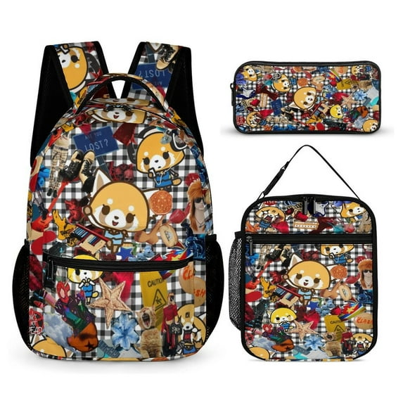 Aggretsuko 3 Pcs Backpack Set With Lunch Bag And Pencil Case Casual ...