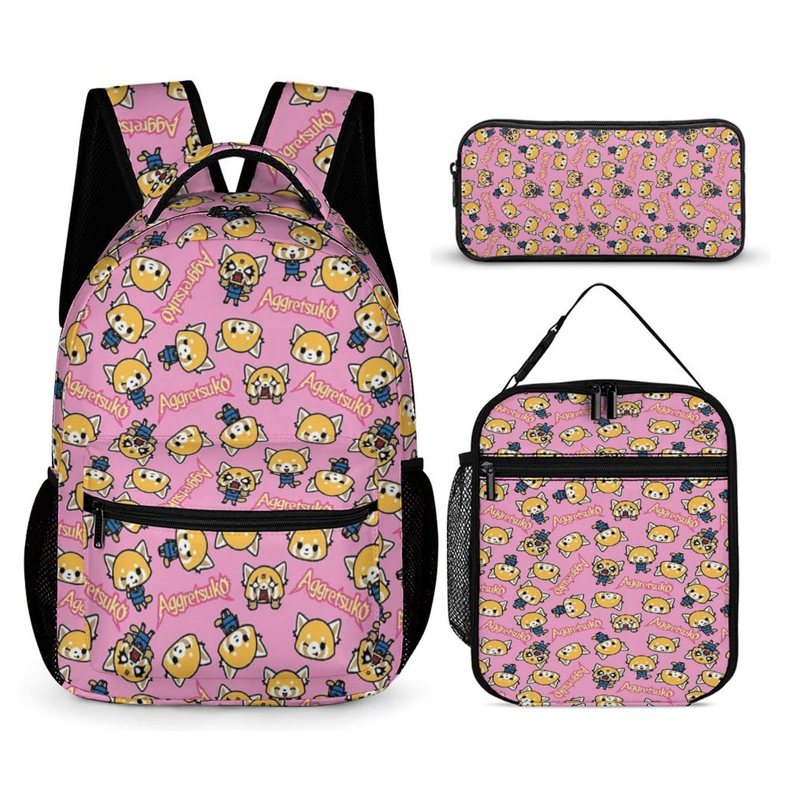Aggretsuko 3 Pcs Backpack Set With Lunch Bag And Pencil Case Casual ...