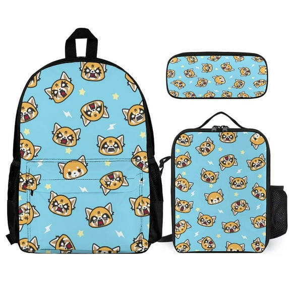 Aggretsuko 3 Pcs Backpack Set With Lunch Bag And Pencil Case Casual ...