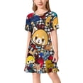 Aggretsuko Girls Short Sleeve Dress A Line Twirly Skater Dress Casual ...