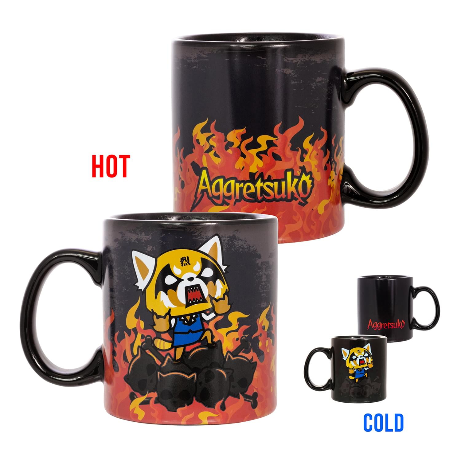 Aggretsuko Heat Reveal Fire & Skulls 20oz Ceramic Coffee Mug - Walmart.com