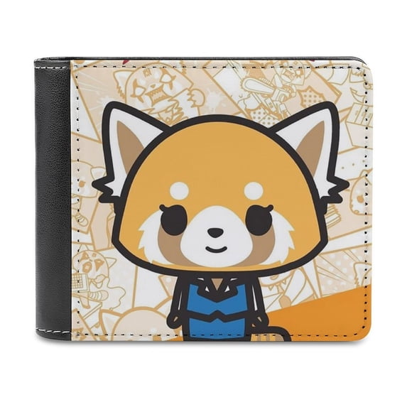 Aggretsuko Mens Wallet Genuine Leather Bifold Extra Capacity Bifold ...