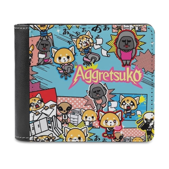 Aggretsuko Mens Wallet Genuine Leather Bifold Extra Capacity Bifold ...