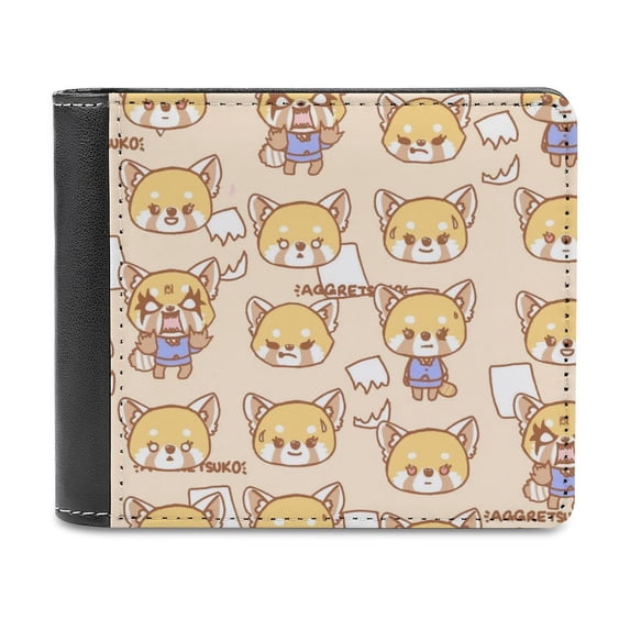 Aggretsuko Mens Wallet Genuine Leather Bifold Extra Capacity Bifold ...