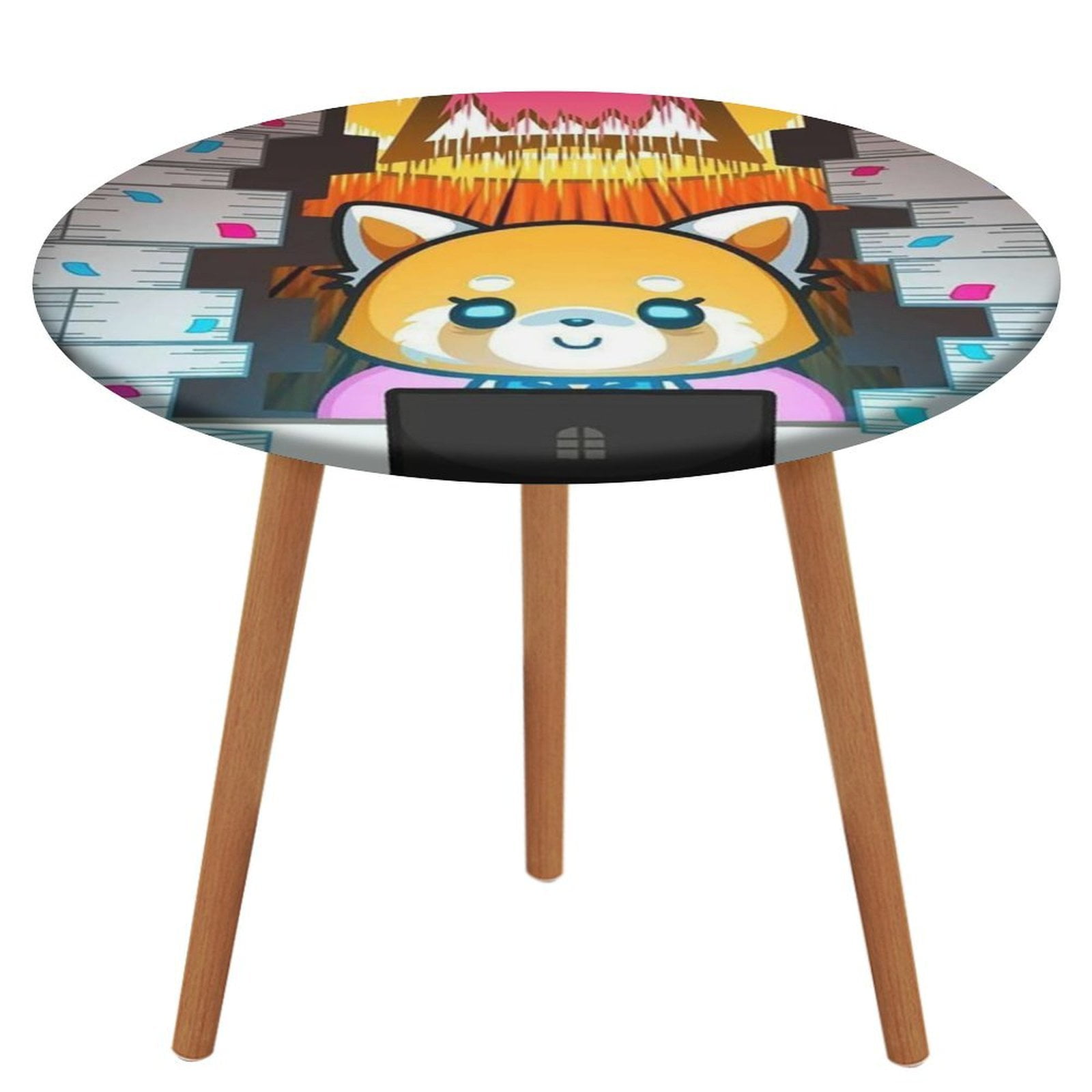 Aggretsuko Round Fitted Tablecloth with Elastic Edge,Water-Resistant ...