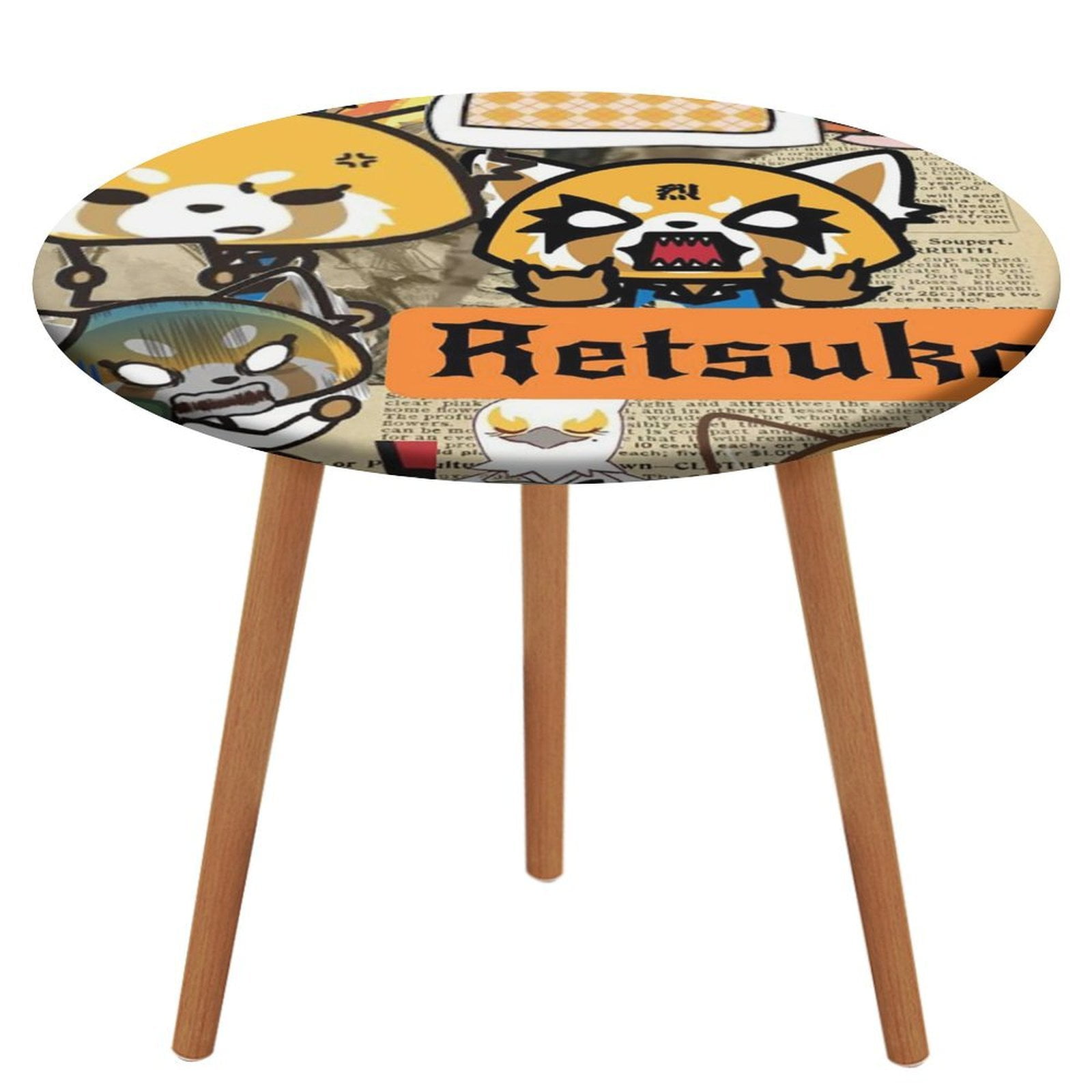 Aggretsuko Round Fitted Tablecloth with Elastic Edge,Water-Resistant ...