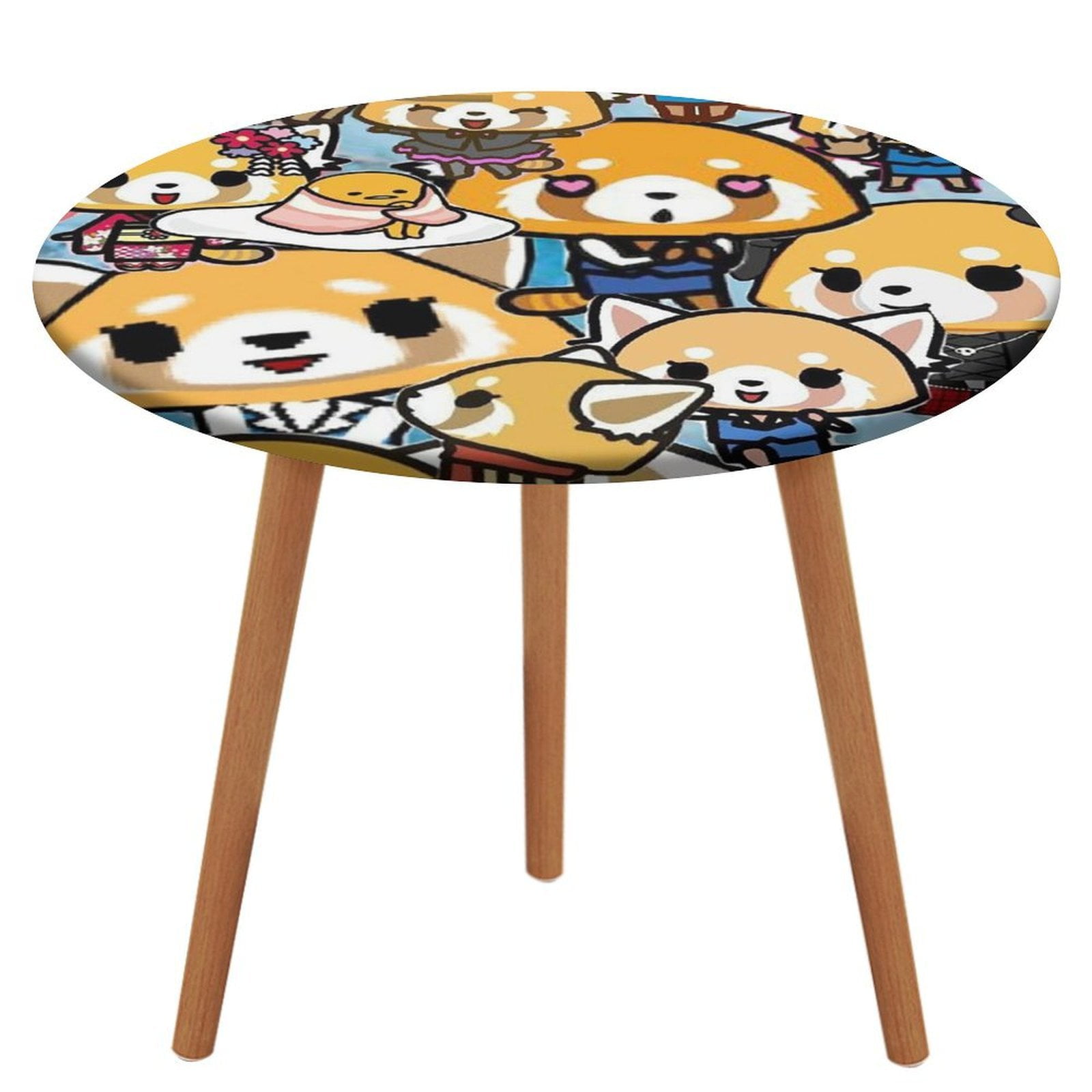 Aggretsuko Round Fitted Tablecloth with Elastic Edge,Water-Resistant ...
