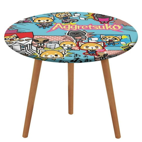 Aggretsuko Round Fitted Tablecloth with Elastic Edge,Water-Resistant ...