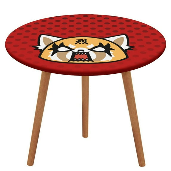 Aggretsuko Round Fitted Tablecloth with Elastic Edge,Water-Resistant ...
