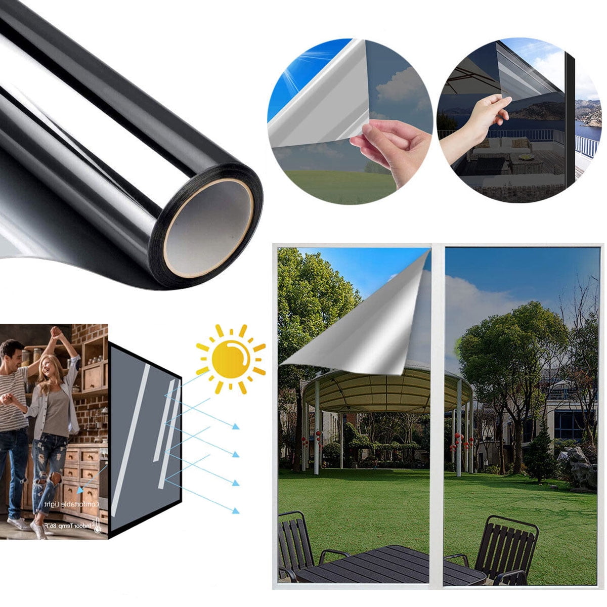 Aggxpf 35" x 39" Window Film Heat Control, One Way Privacy Window Tint ...