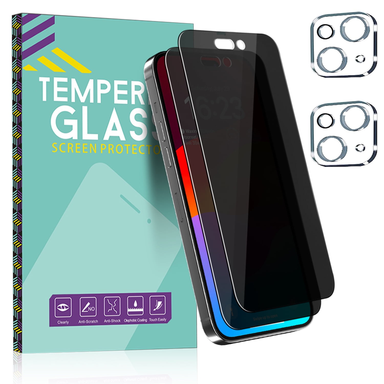 Aggxpf for iPhone 15 Privacy Screen Protector 2 Pack, 2 Pack Tempered ...