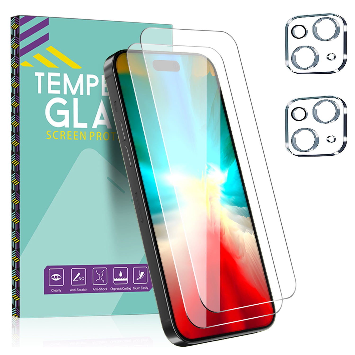 Aggxpf for iPhone 15 Screen Protector 2 Pack, 2 Pack Tempered Glass ...