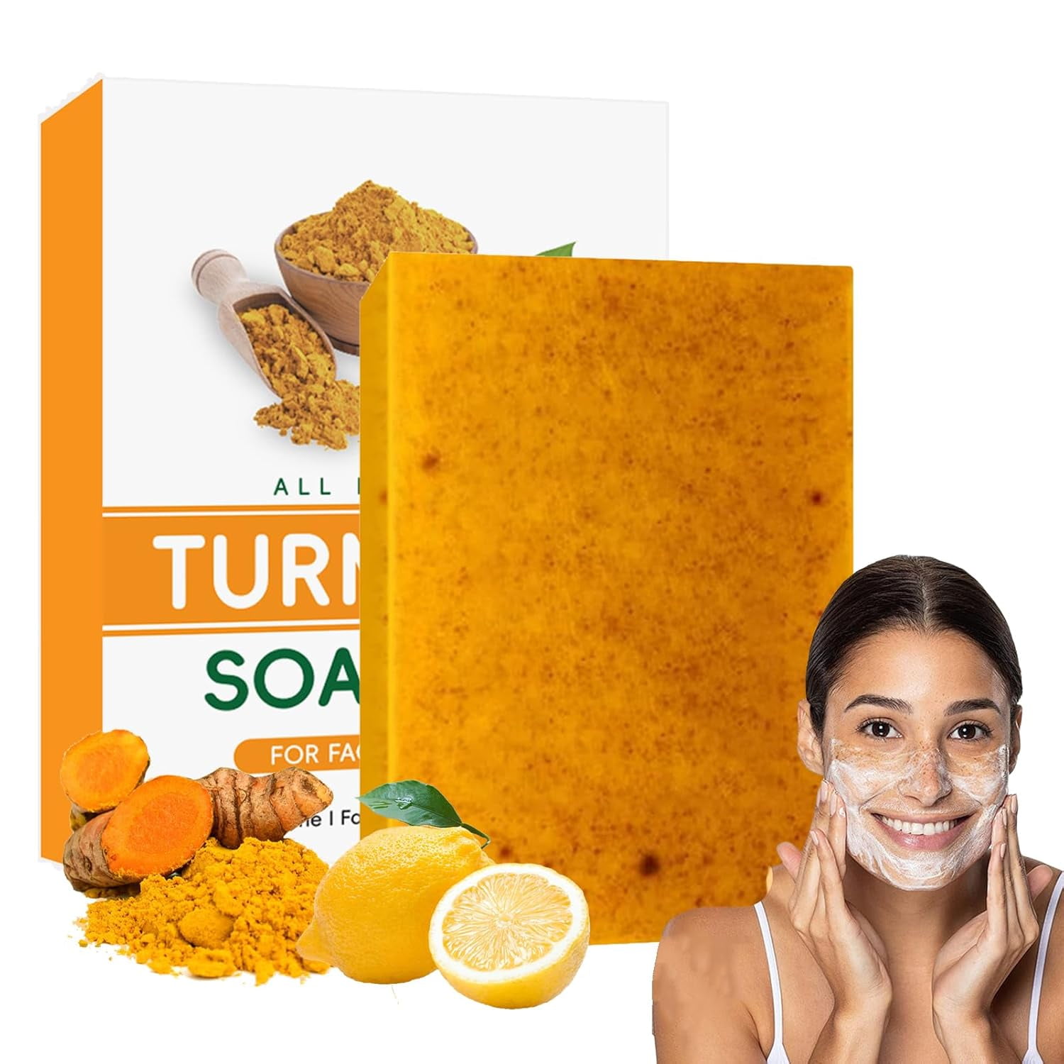 Agicea Turmeric & Kojic Acid Brightening Soap Bar, All Natural lemon ...