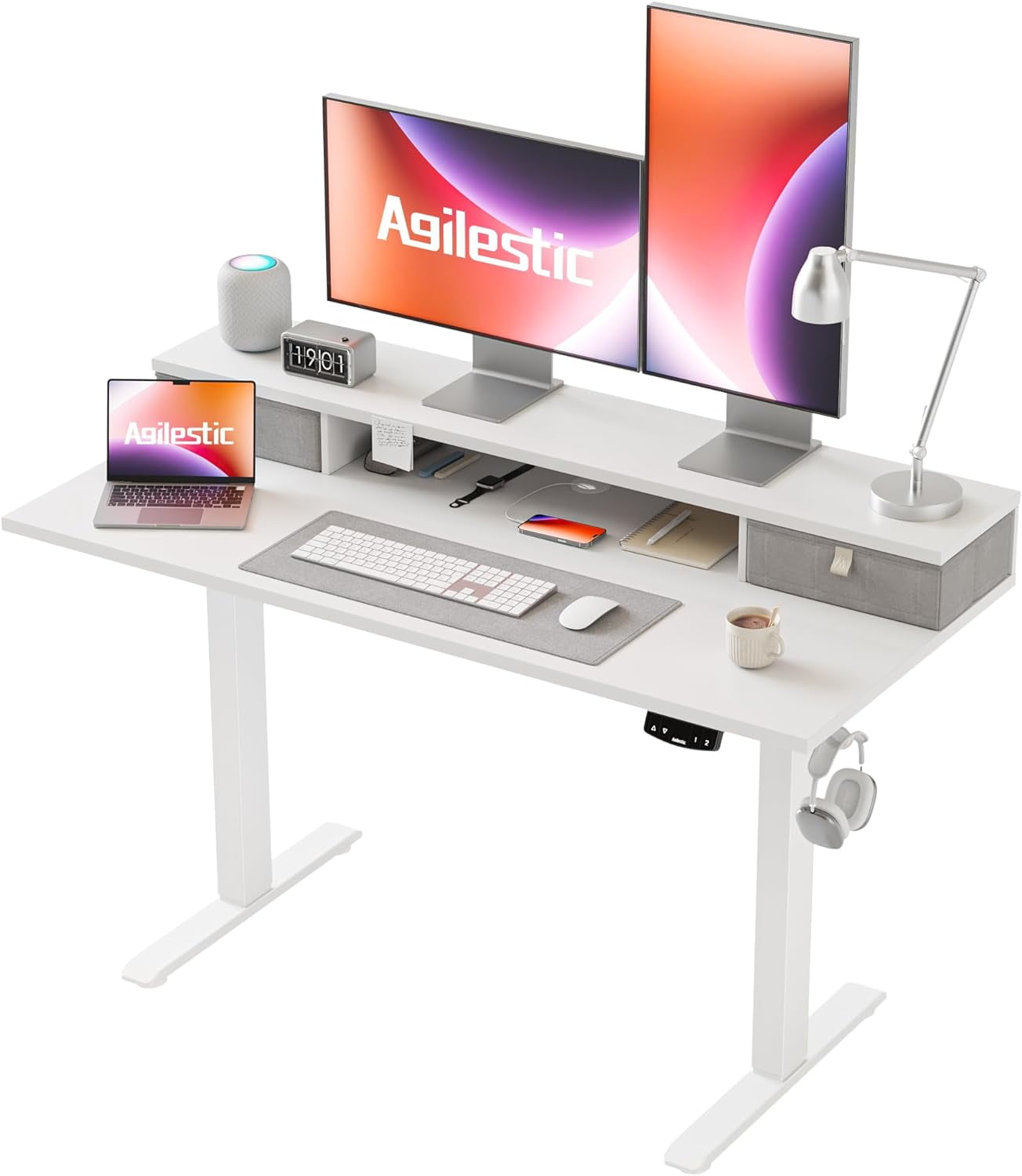 Agilestic 48 x 24 Inches Electric Standing Desk with 2 Storage Drawers ...