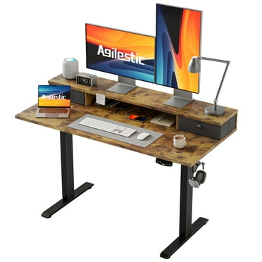 DESINO 55" x 24" Height Adjustable Electric Standing Desk with Double ...