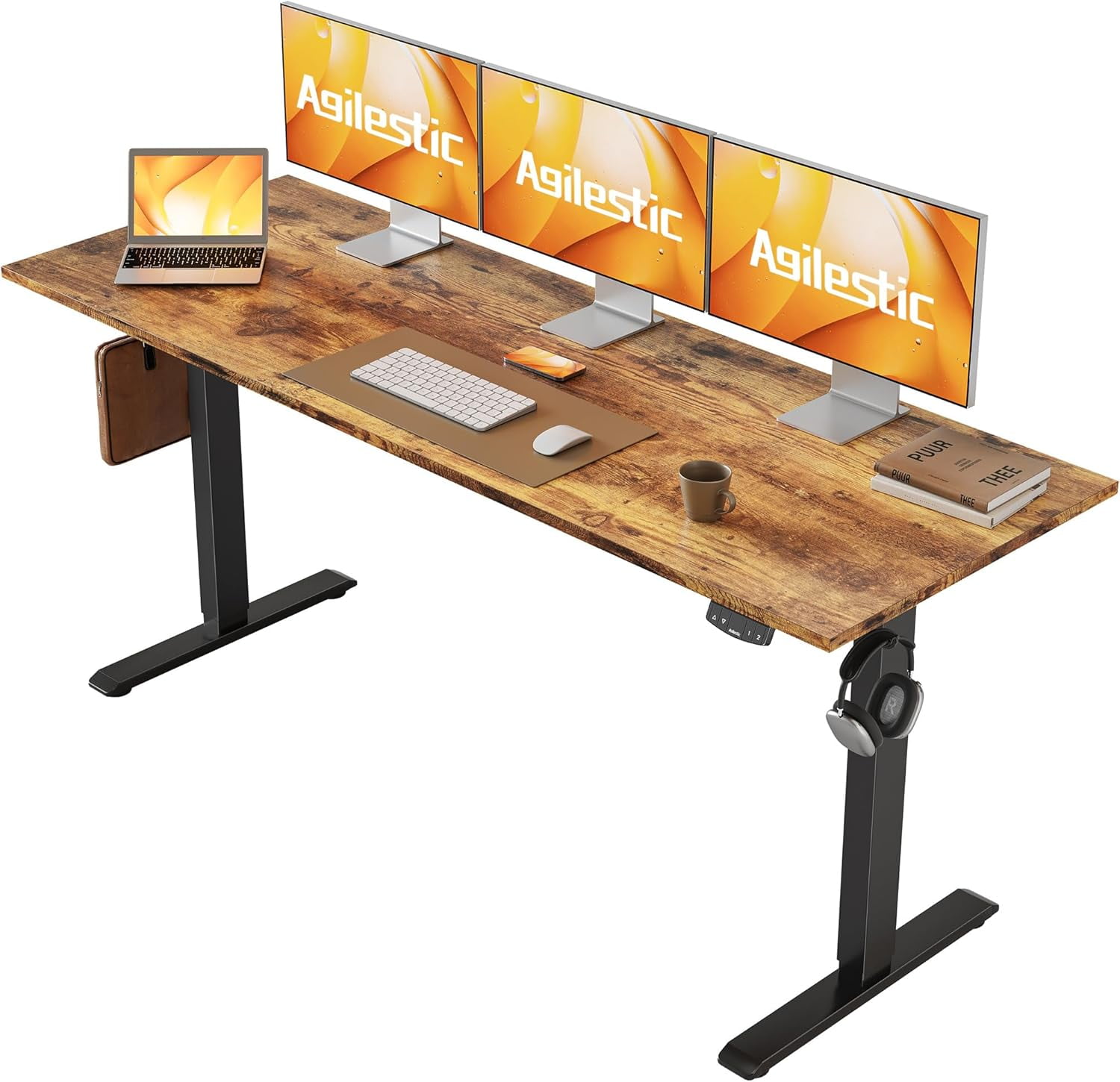 Agilestic Electric Standing Desk, Large 63 x 24 Inches Height Adjustable Desk, Sit Stand up Desk ...