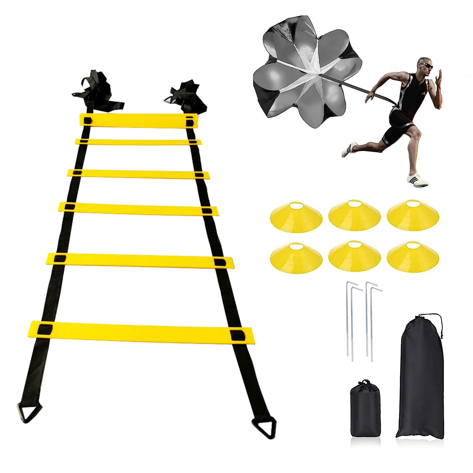 Agility Ladder, 12 Rung Speed Ladder Set 19.7ft with Carrying Bag, 6 ...